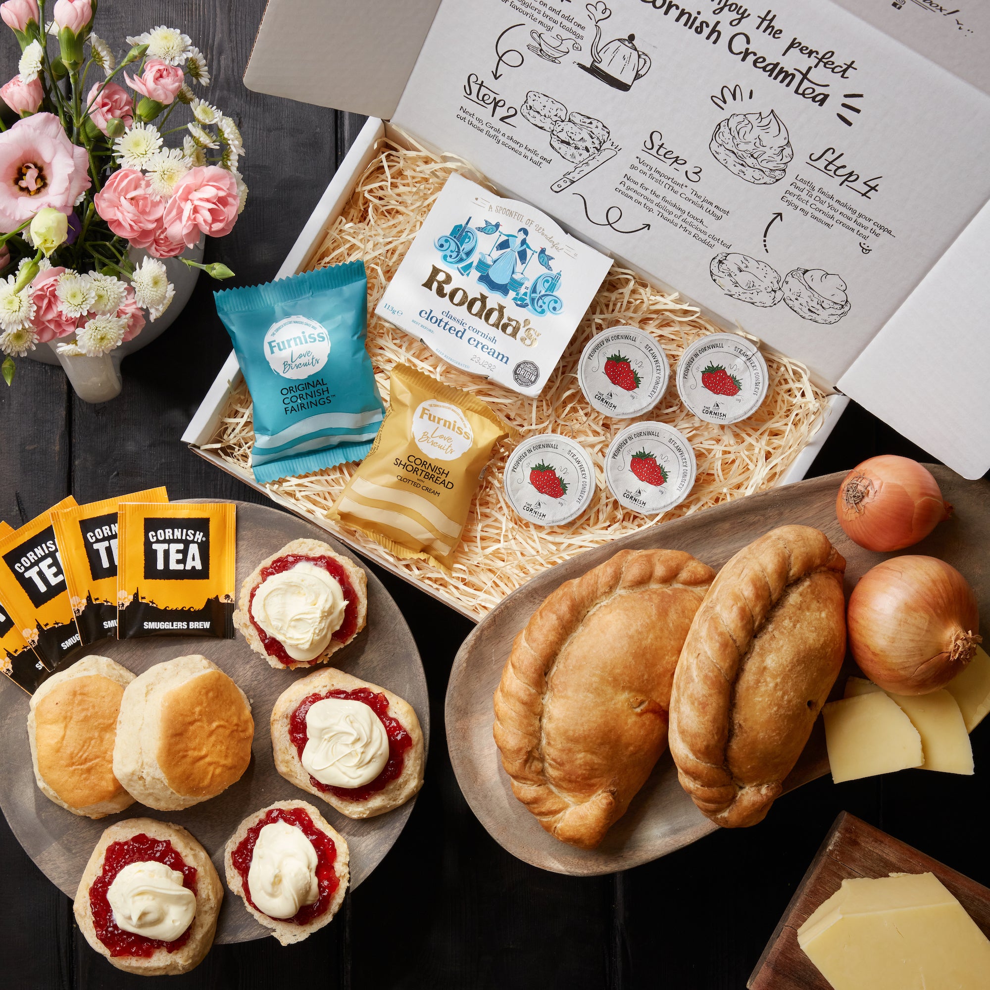 Cheese & Onion Pasty & Cream Tea Hamper – The Cornish Company
